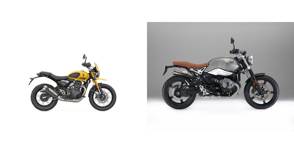 Motorrad Vergleich Triumph Scrambler 400 XC 2025 vs. BMW R nineT ...