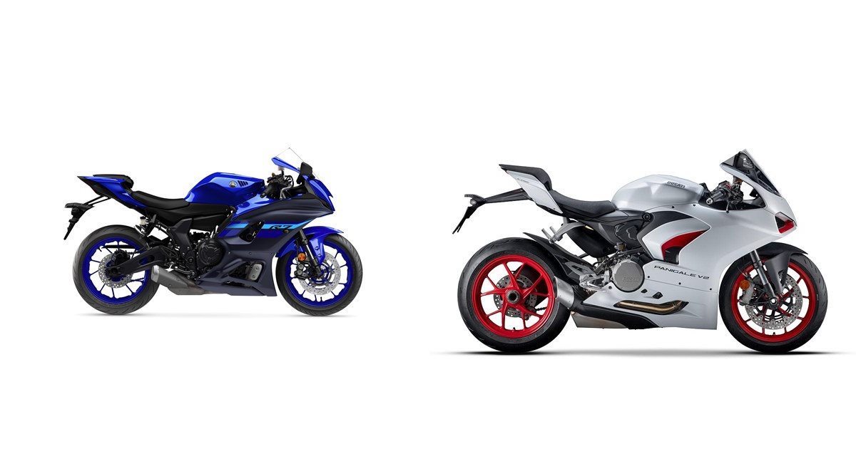 Motorrad Vergleich Yamaha R7 35 kW 2025 vs. Ducati Panigale V2 2023