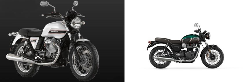Motorrad Vergleich Moto Guzzi V7 Classic 2009 vs. Triumph Bonneville ...