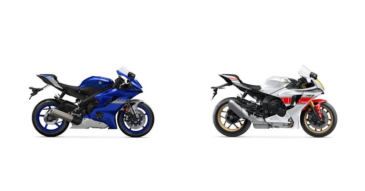 Motorrad Vergleich Yamaha YZF-R6 2020 vs. Yamaha R1 World GP 60th ...