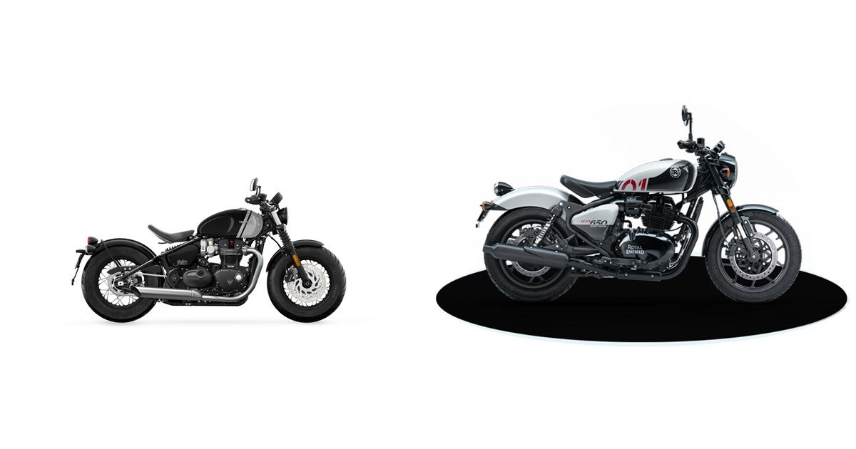 Comparaison des motos Triumph Bonneville Bobber 2025 VS. Royal Enfield ...