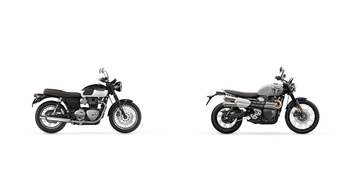 Motorrad Vergleich Triumph Bonneville T120 2025 vs. Triumph Scrambler ...