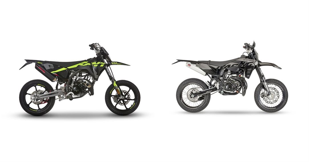 Confronto tra moto Fantic XM 50 Performance 2026 VS. Sherco 50 SM-RS ...