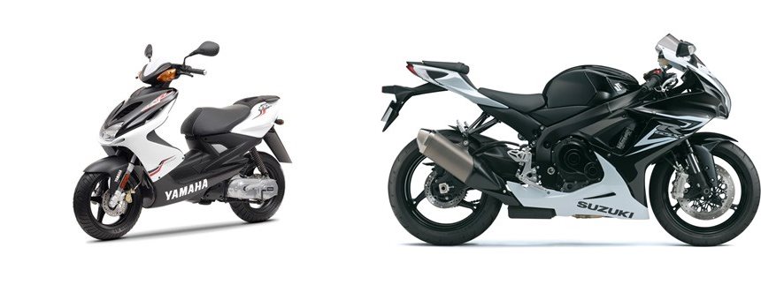Motorrad Vergleich Yamaha Aerox R 2011 vs. Suzuki GSX-R 600 2016
