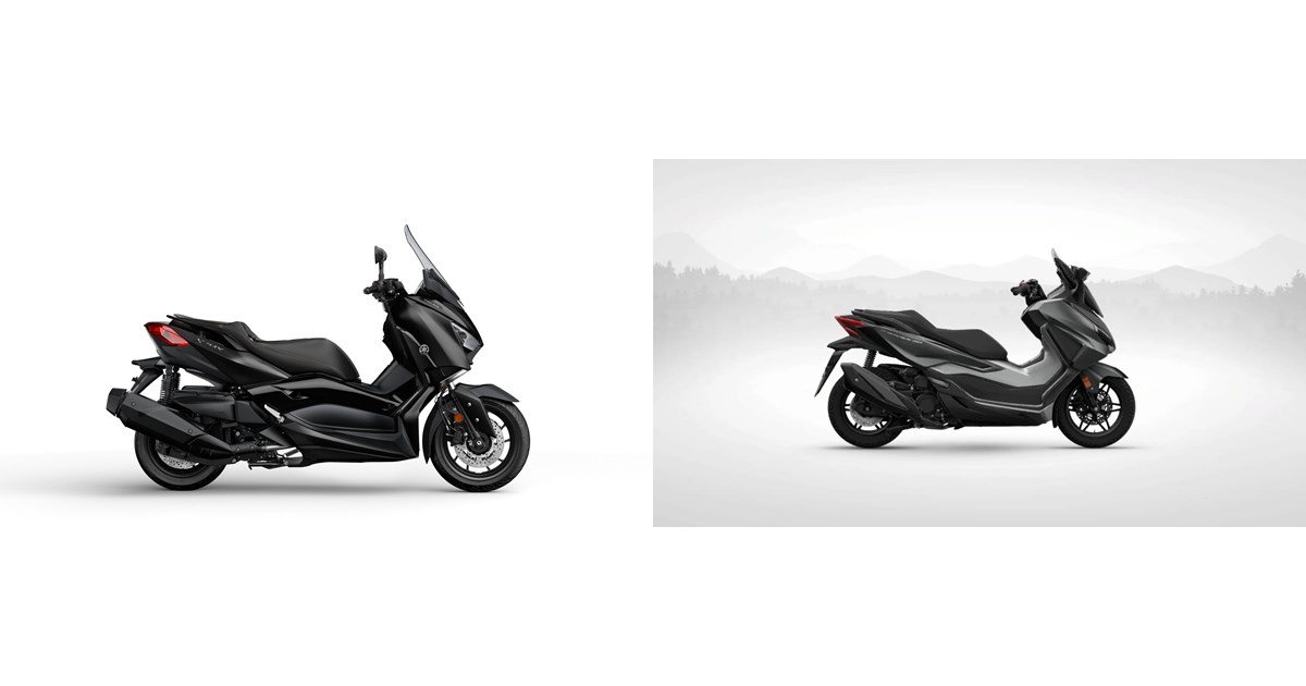 Confronto tra moto Yamaha XMAX 400 Iron Max 2019 VS. Honda Forza 350 2023