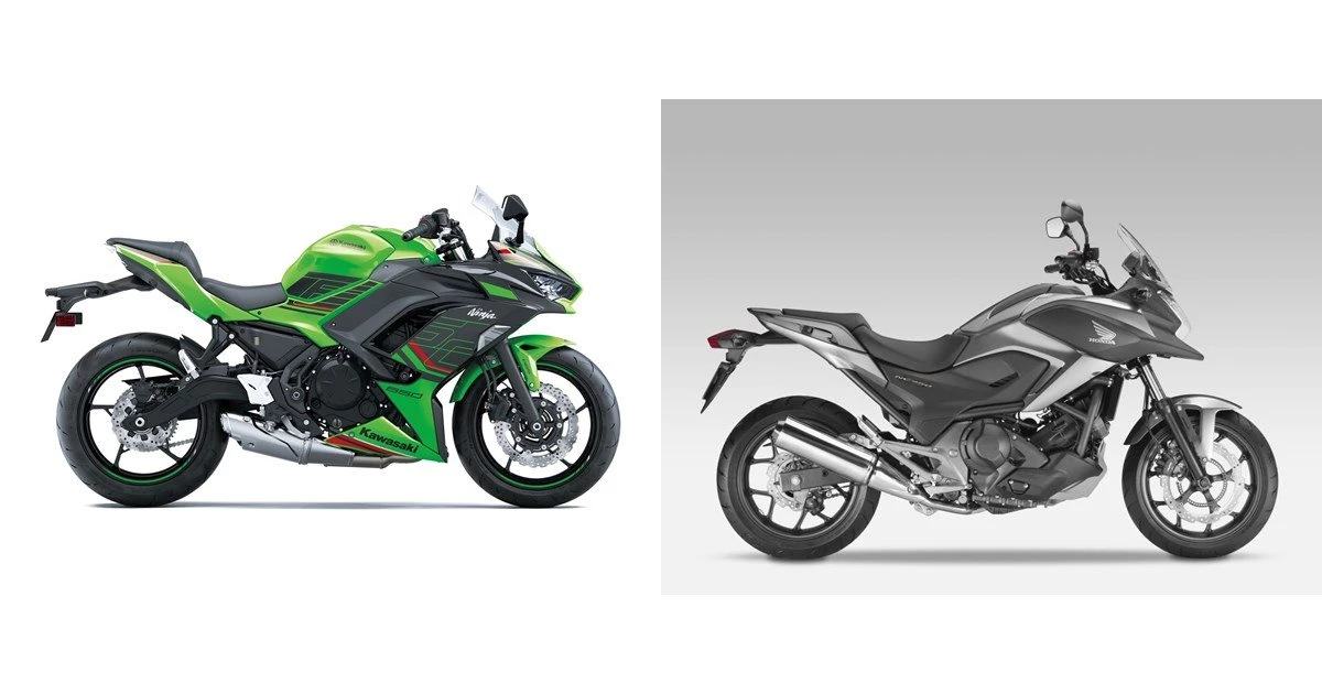 Motorrad Vergleich Kawasaki Ninja 650 2023 vs. Honda NC750X 2014