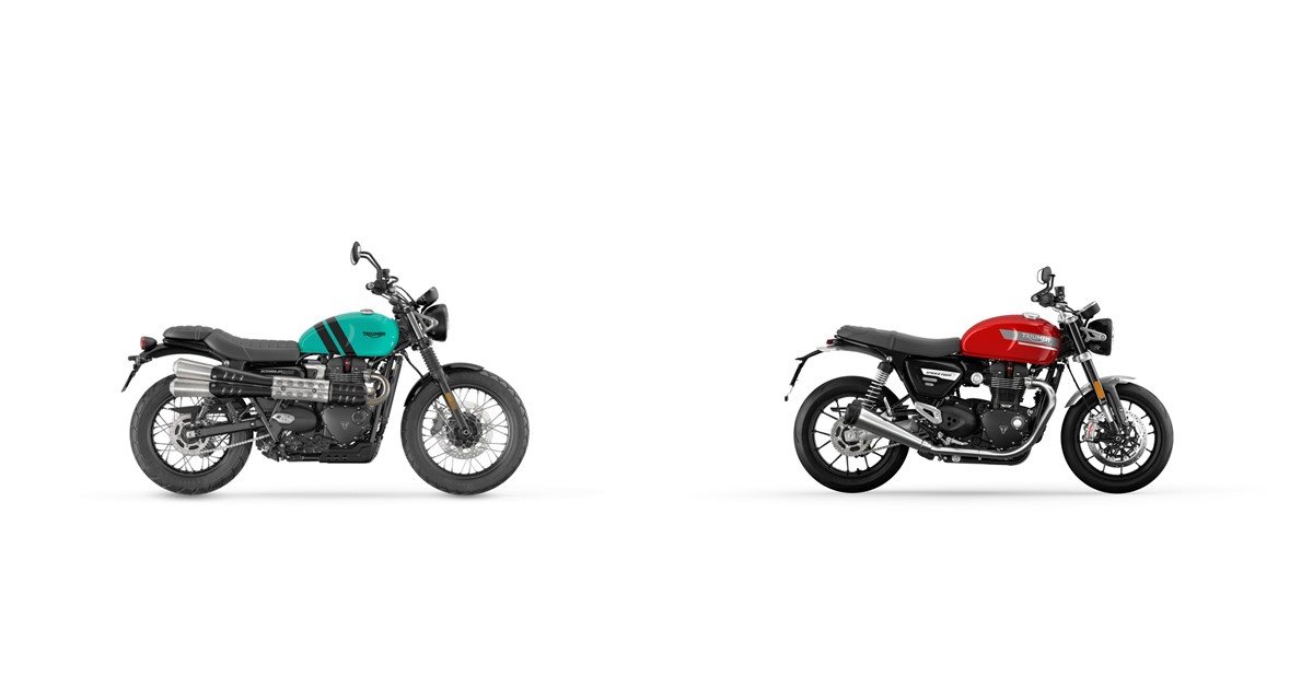 Motorrad Vergleich Triumph Scrambler 900 2025 vs. Triumph Speed Twin ...