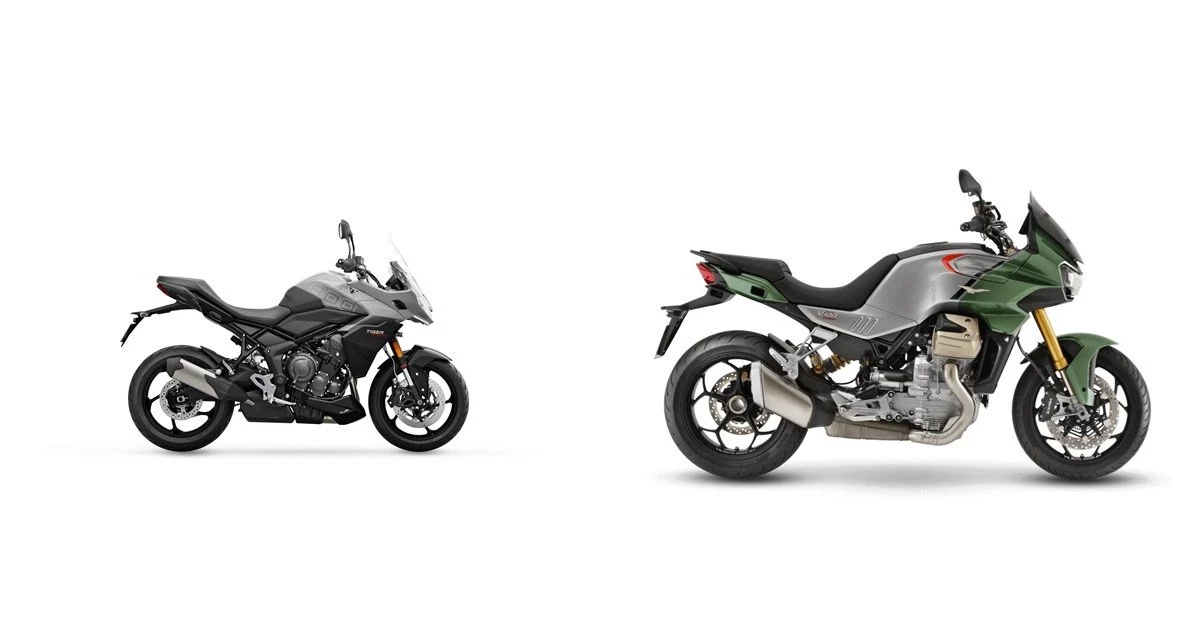 Motorrad Vergleich Triumph Tiger Sport 800 2025 vs. Moto Guzzi V100 ...