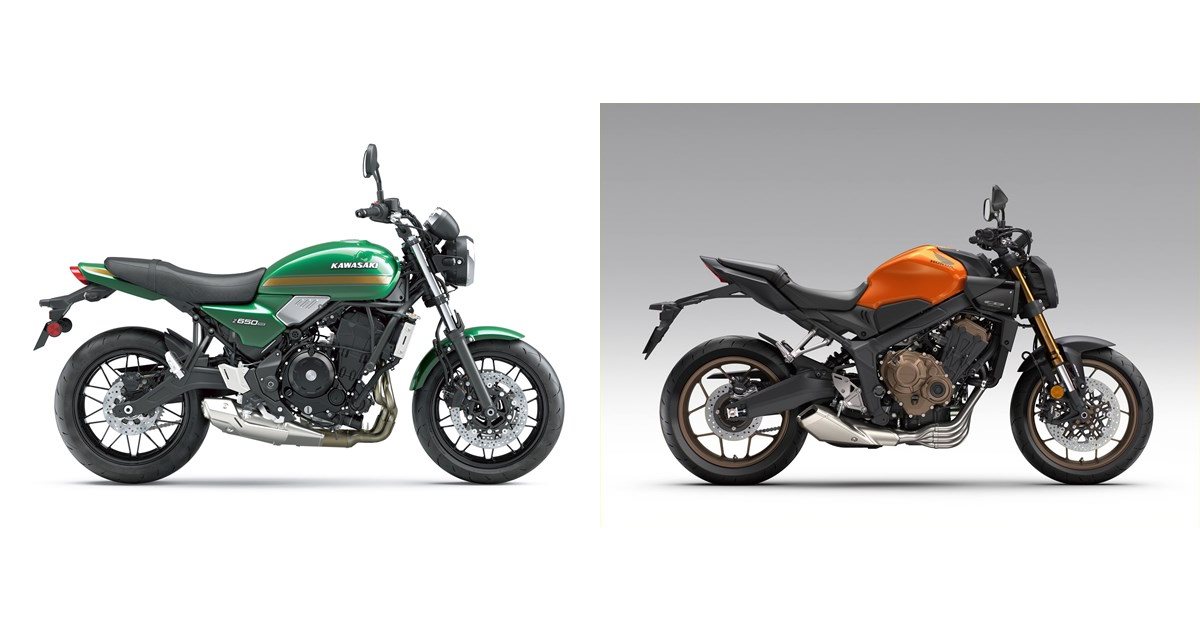 Motorrad Vergleich Kawasaki Z650 RS 2026 vs. Honda CB650R 2026
