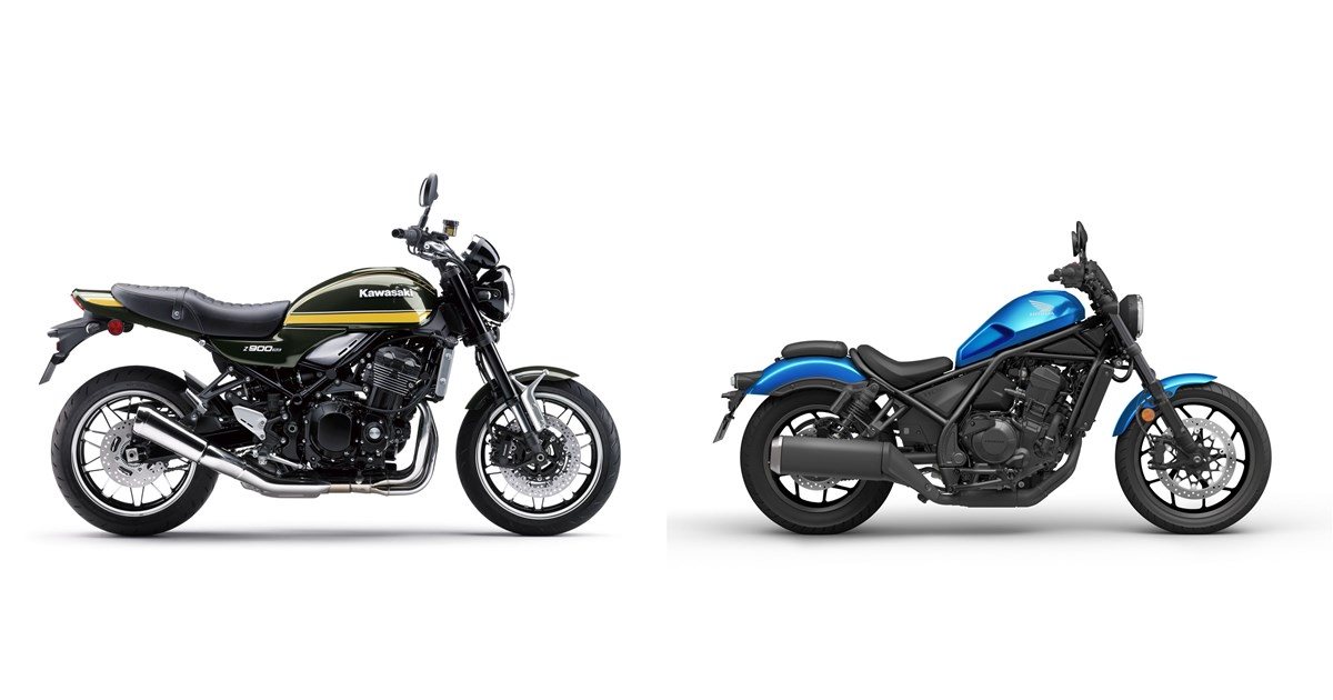 Motorrad Vergleich Kawasaki Z900 RS 2021 vs. Honda CMX1100 Rebel 2024
