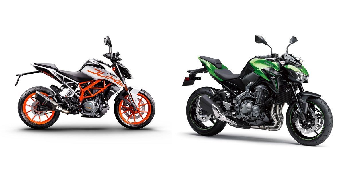 Motorrad Vergleich KTM 390 Duke 2018 vs. Kawasaki Z900 2018
