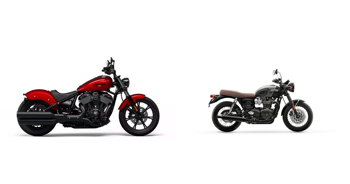 Motorrad Vergleich Indian Chief Dark Horse 2025 vs. Triumph Bonneville ...