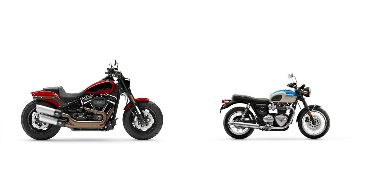 Harley-Davidson Softail Fat Bob 114 FXFBS 2023 vs Triumph Bonneville ...