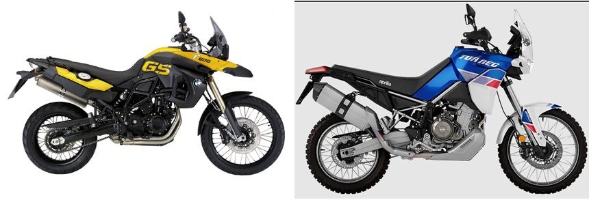 Motorrad Vergleich BMW F 800 GS 2008 vs. Aprilia Tuareg 660 2023