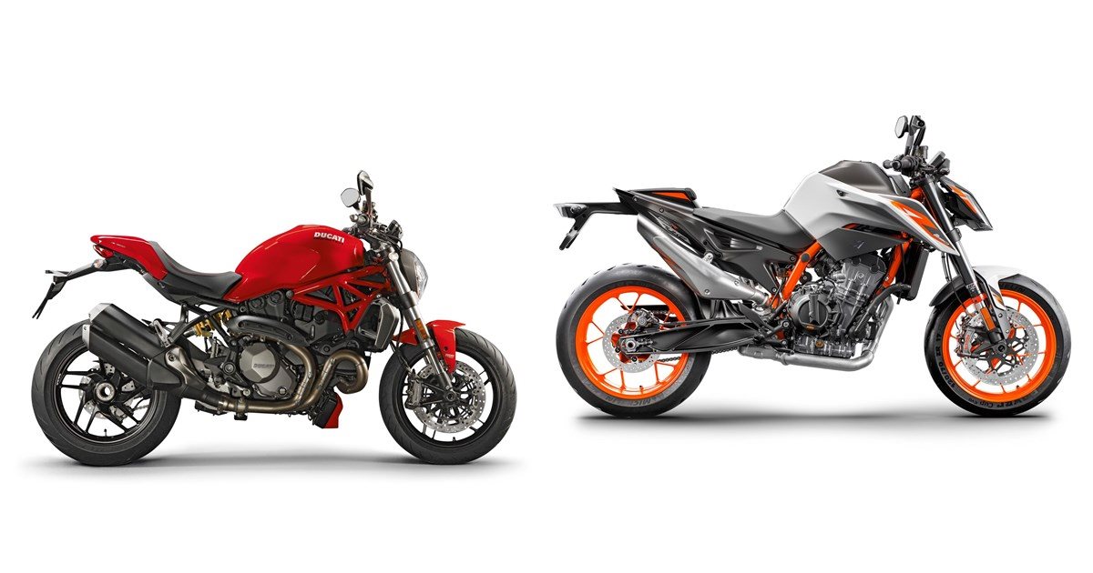 Comparaison des motos Ducati Monster 1200 2020 VS. KTM 890 Duke R 2020