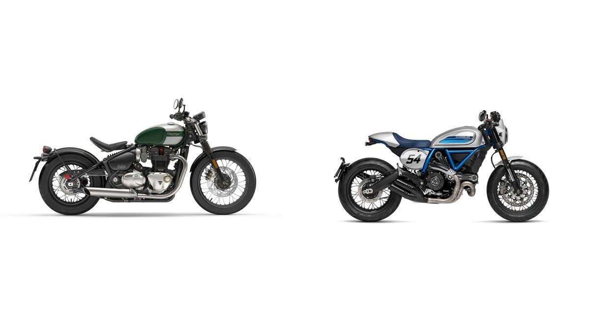 Motorrad Vergleich Triumph Bonneville Bobber 2018 vs. Ducati Scrambler ...
