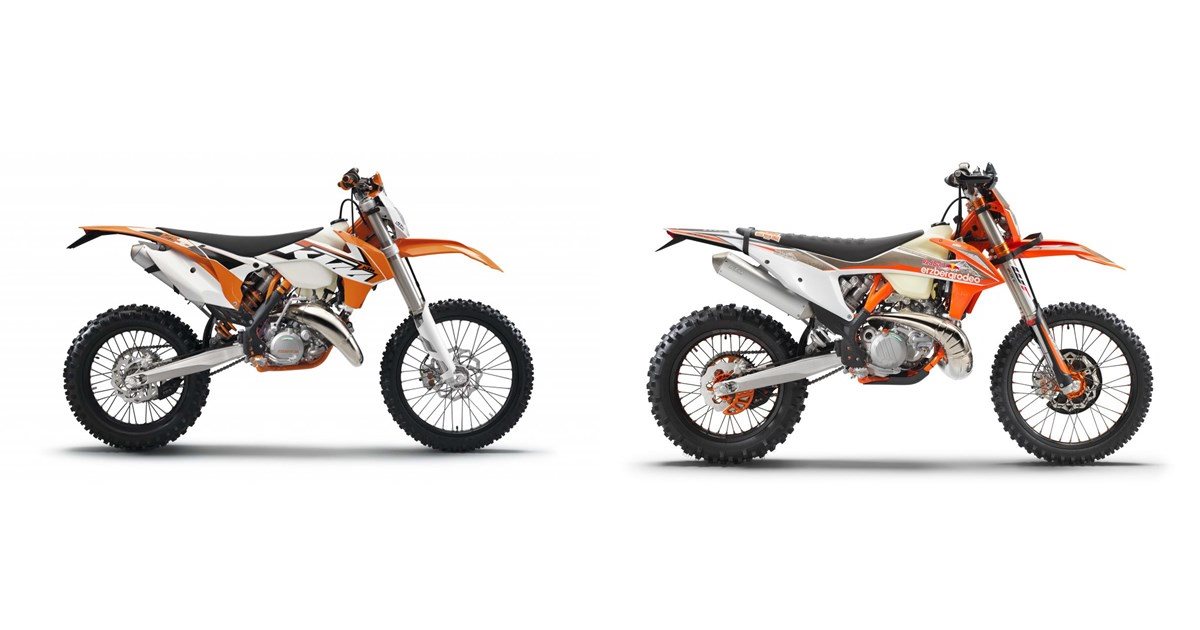 Motorrad Vergleich KTM 125 EXC 2016 vs. KTM 300 EXC TPI Erzberg Edition 2022