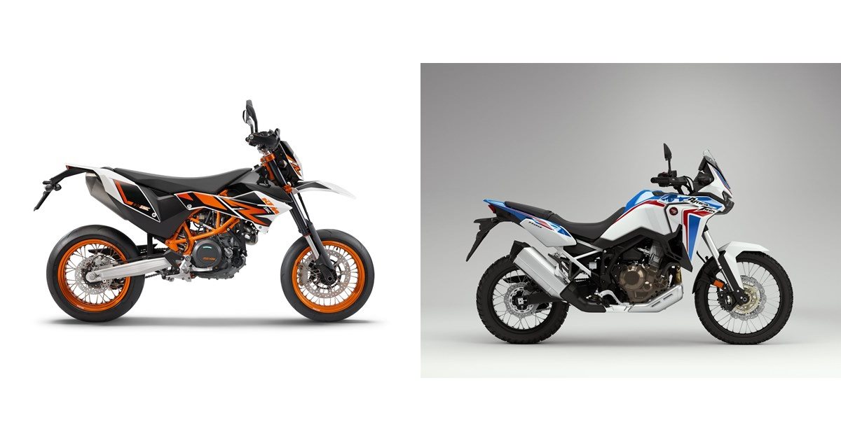 KTM 690 SMC R 2015 vs Honda CRF1100L Africa Twin 2021