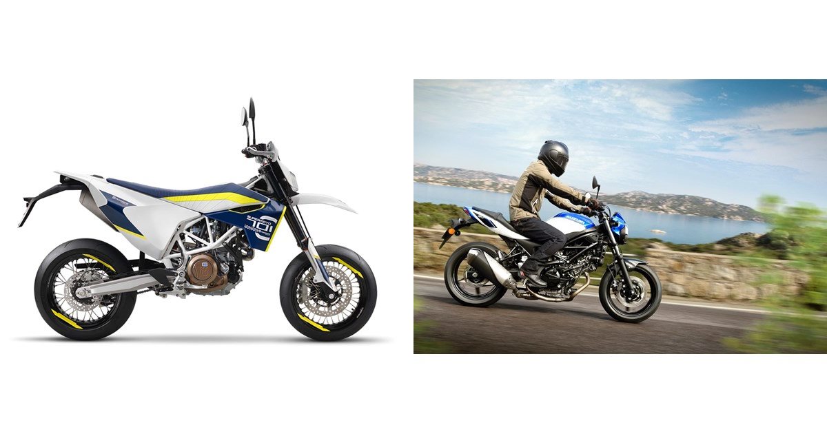 Motorrad Vergleich Husqvarna 701 Supermoto 2016 vs. Suzuki SV650 2018