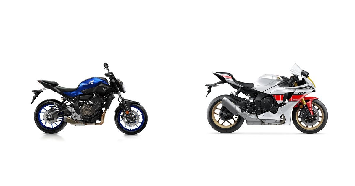 Motorrad Vergleich Yamaha MT-07 2017 vs. Yamaha R1 World GP 60th ...