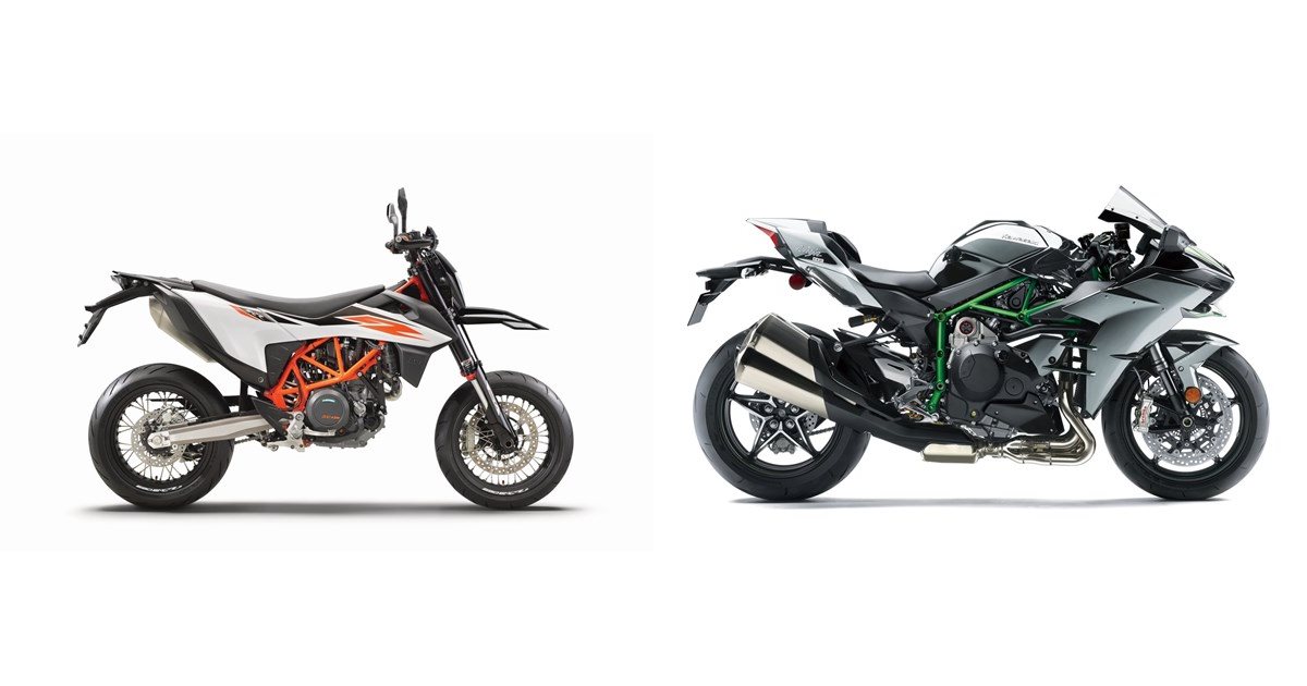 Motorrad Vergleich KTM 690 SMC R 2020 vs. Kawasaki Ninja H2 2020