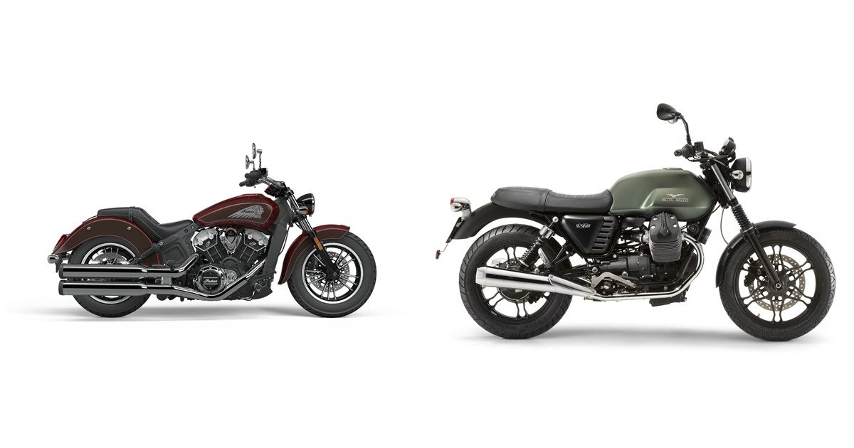 Motorrad Vergleich Indian Scout 2021 vs. Moto Guzzi V7 750 Stone 2014