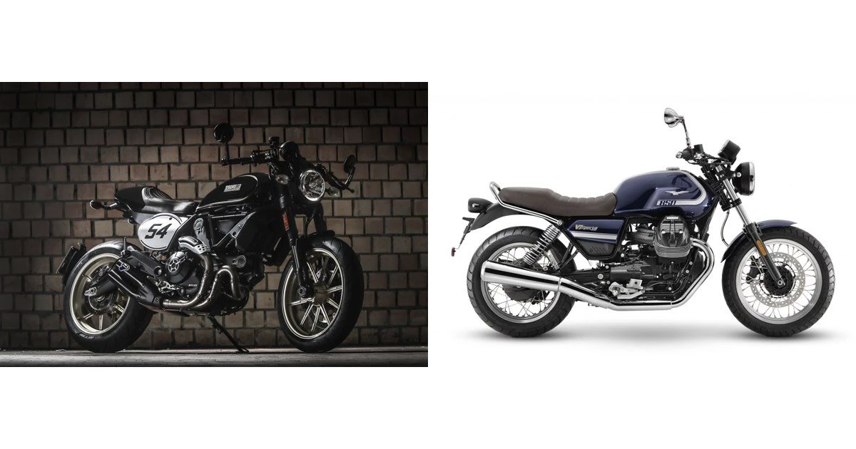 Motorrad Vergleich Ducati Scrambler Cafe Racer 2017 vs. Moto Guzzi V7 ...