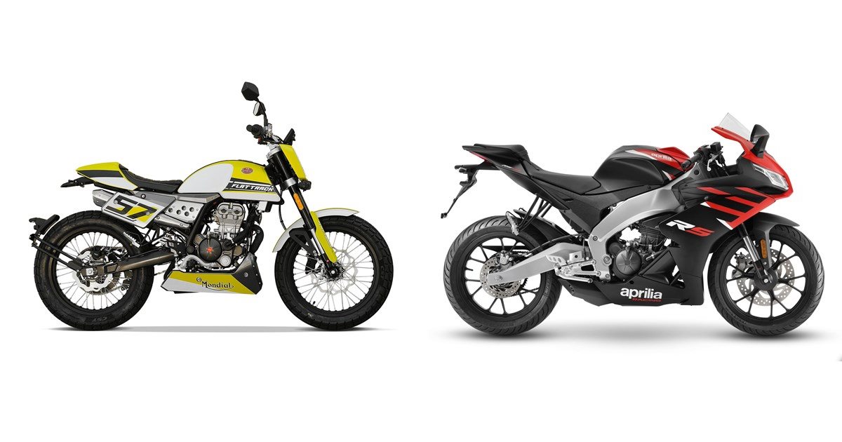Motorrad Vergleich FB Mondial Flat Track 125i ABS 2022 vs. Aprilia RS ...